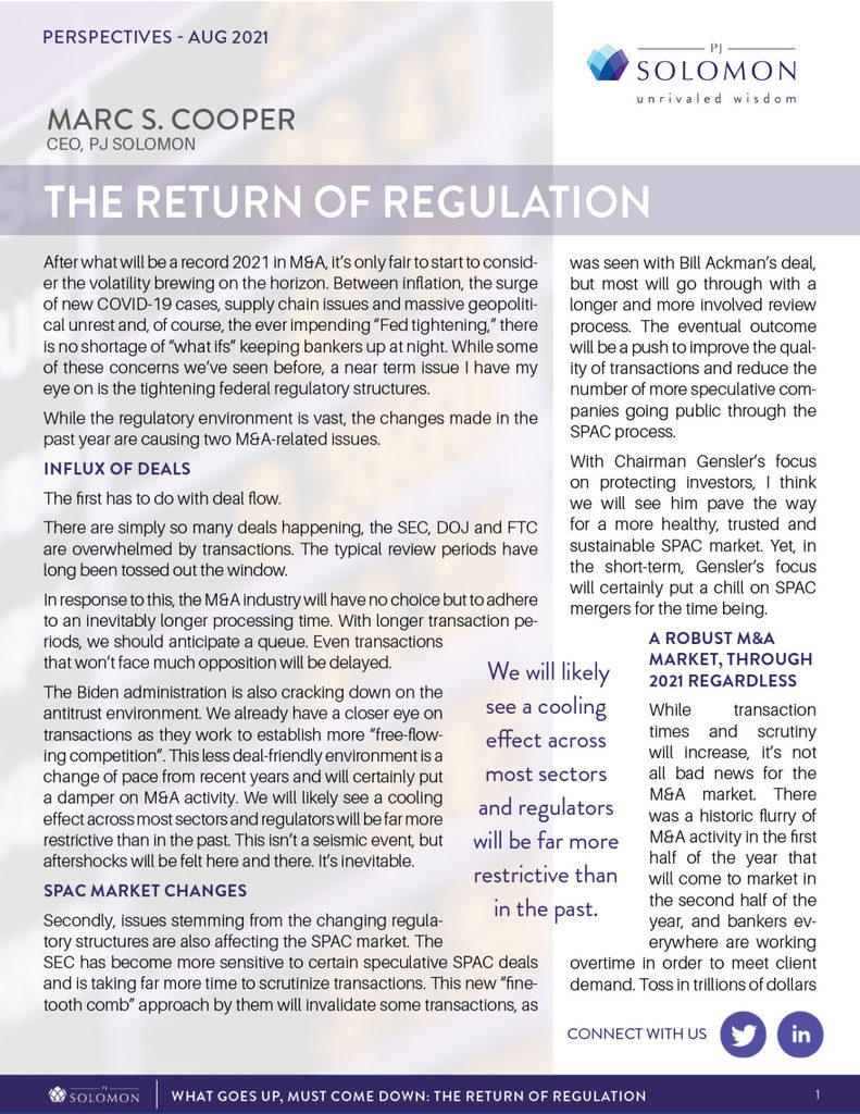 Perspectives – Marc Cooper – August 2021 - Solomon Partners