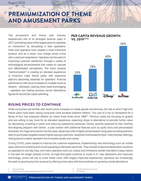Premiumization of Theme and Amusement Parks - Solomon Partners